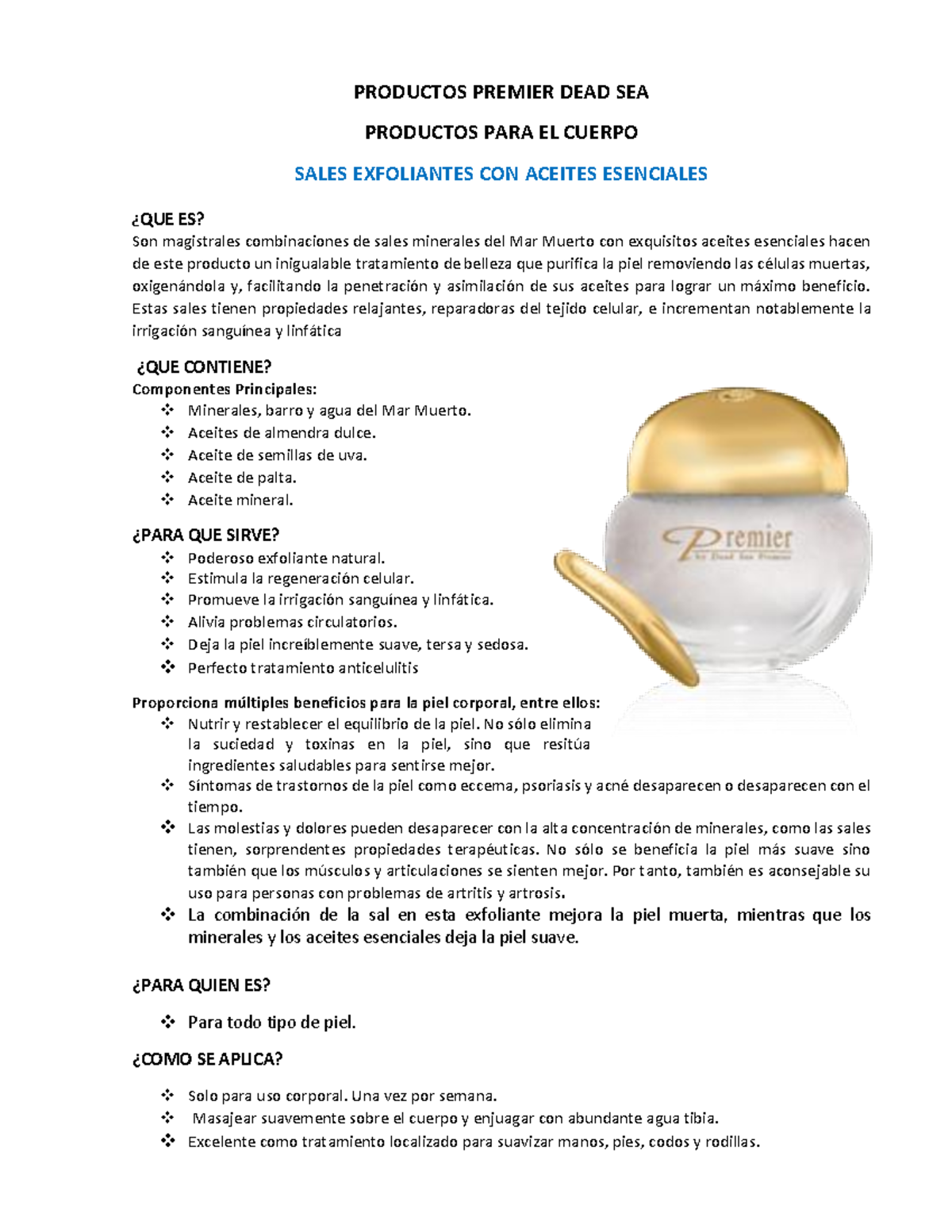 Productos Premier DEAD SEE - PRODUCTOS PREMIER DEAD SEA PRODUCTOS PARA EL CUERPO SALES ...