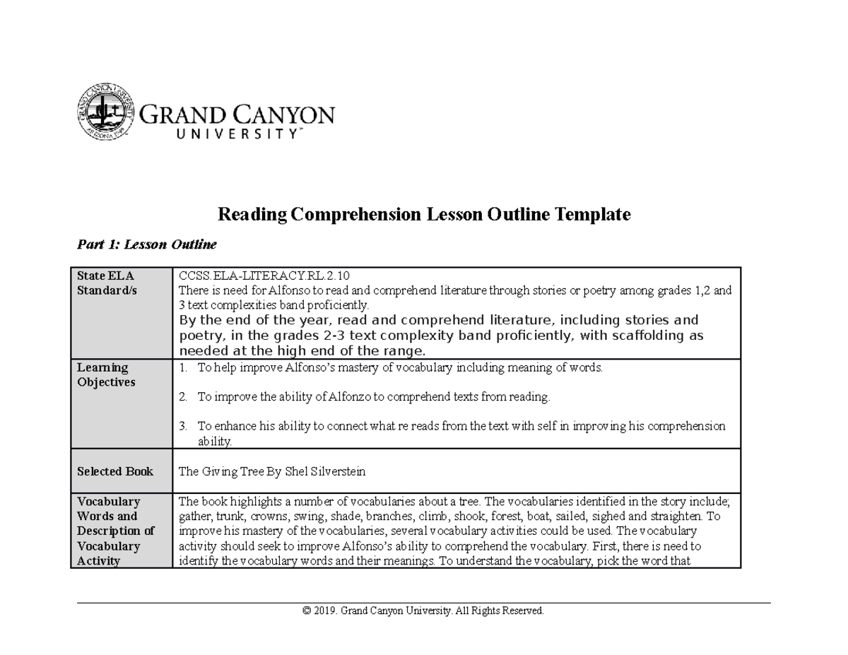 12505-ELM-305-D-T7-B-Reading Comprehension Lesson Outline Template (1 ...