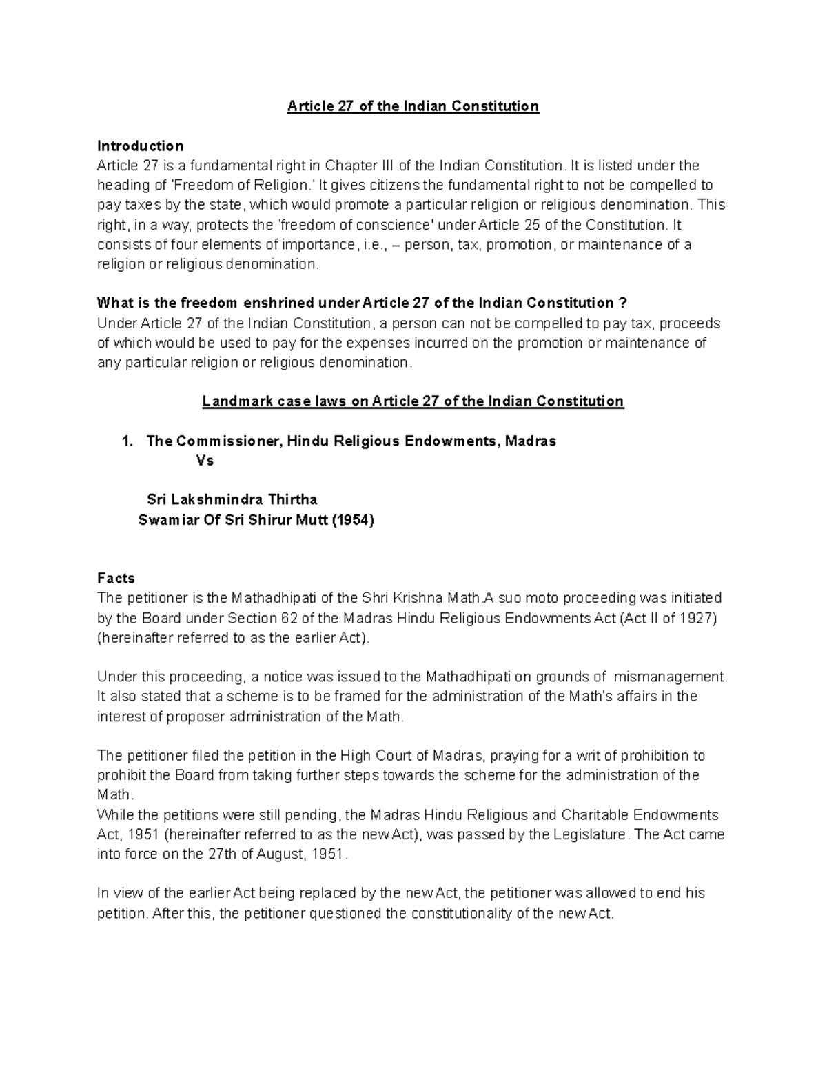 Article 27 of the Indian Constitution - Article 27 of the Indian ...