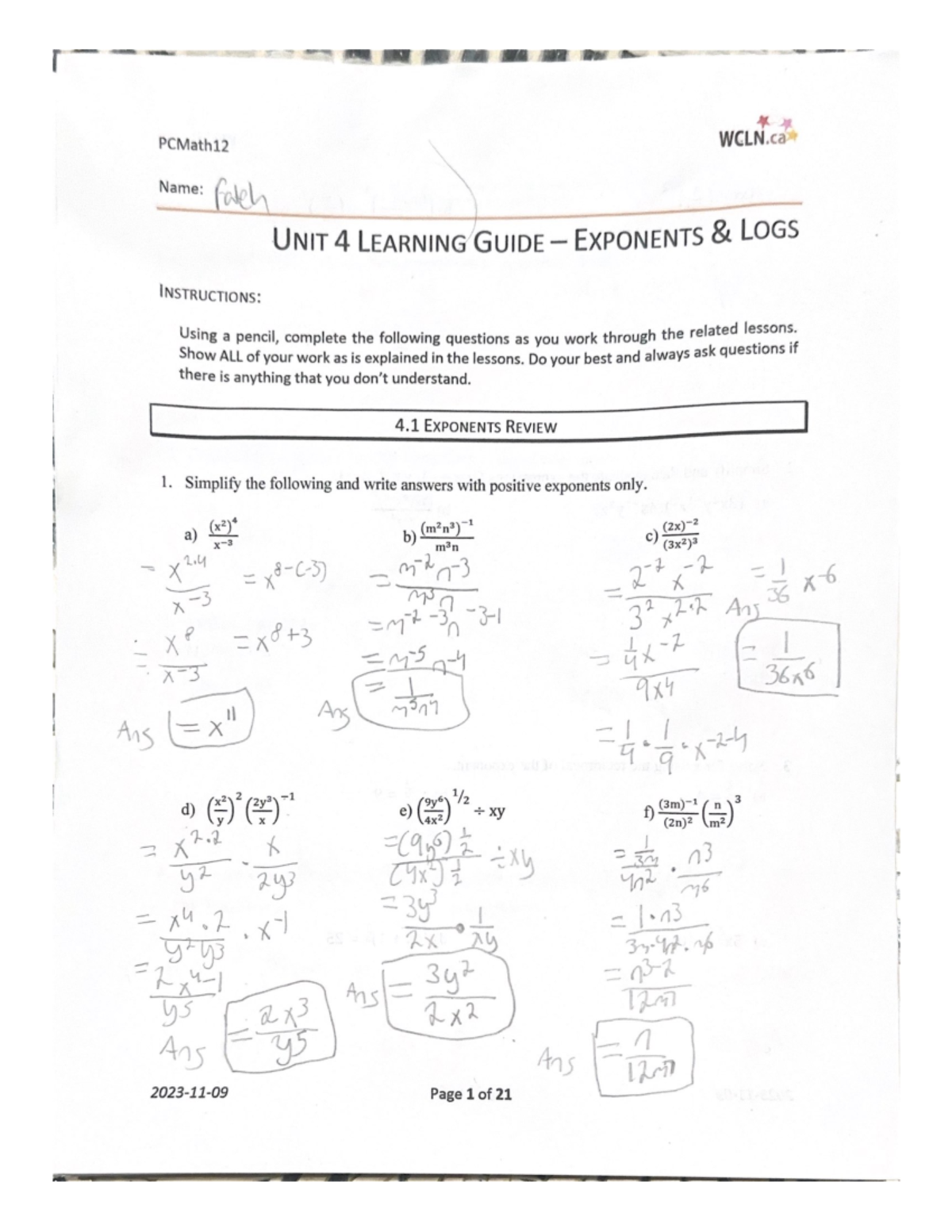PC12 U4 LG - learning guide, that you need to complete for the course, unit four learning ...