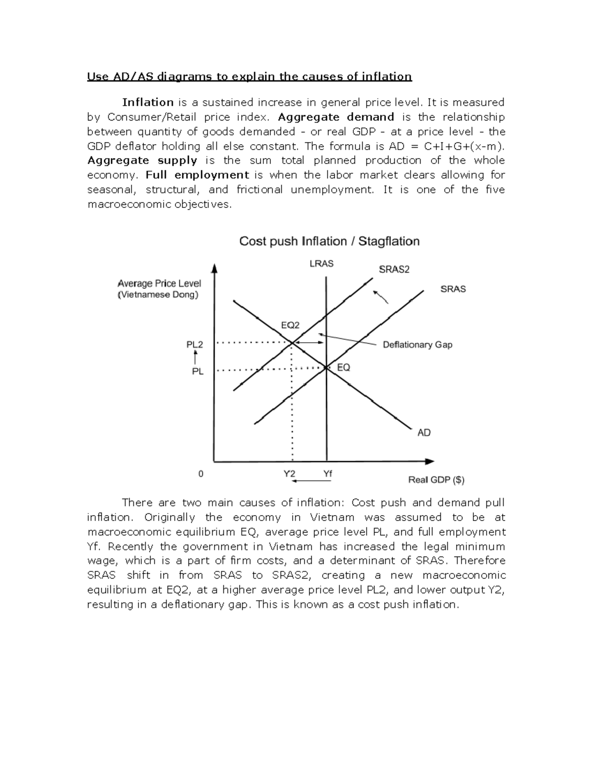 Inflation Part A - Use AD/AS diagrams to explain the causes of ...
