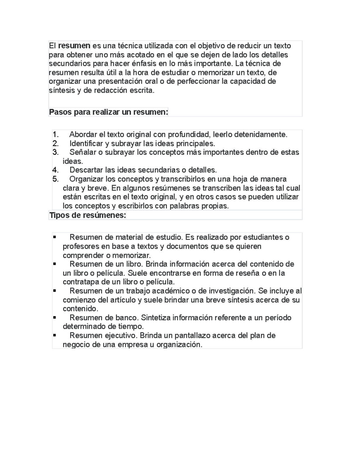 Resumen Redaccion - El resumen es una técnica utilizada con el objetivo ...