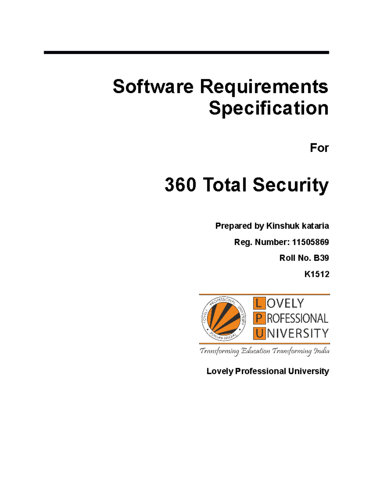 360Security - software requirement specification srs - Software Requirements Specification For ...