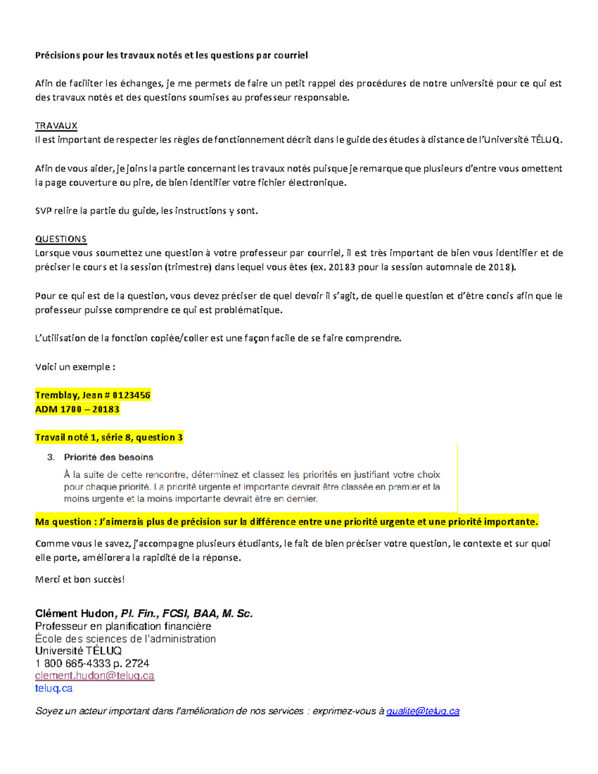 Précisions pour les travaux notés et guide Clément Hudon - Précisions ...