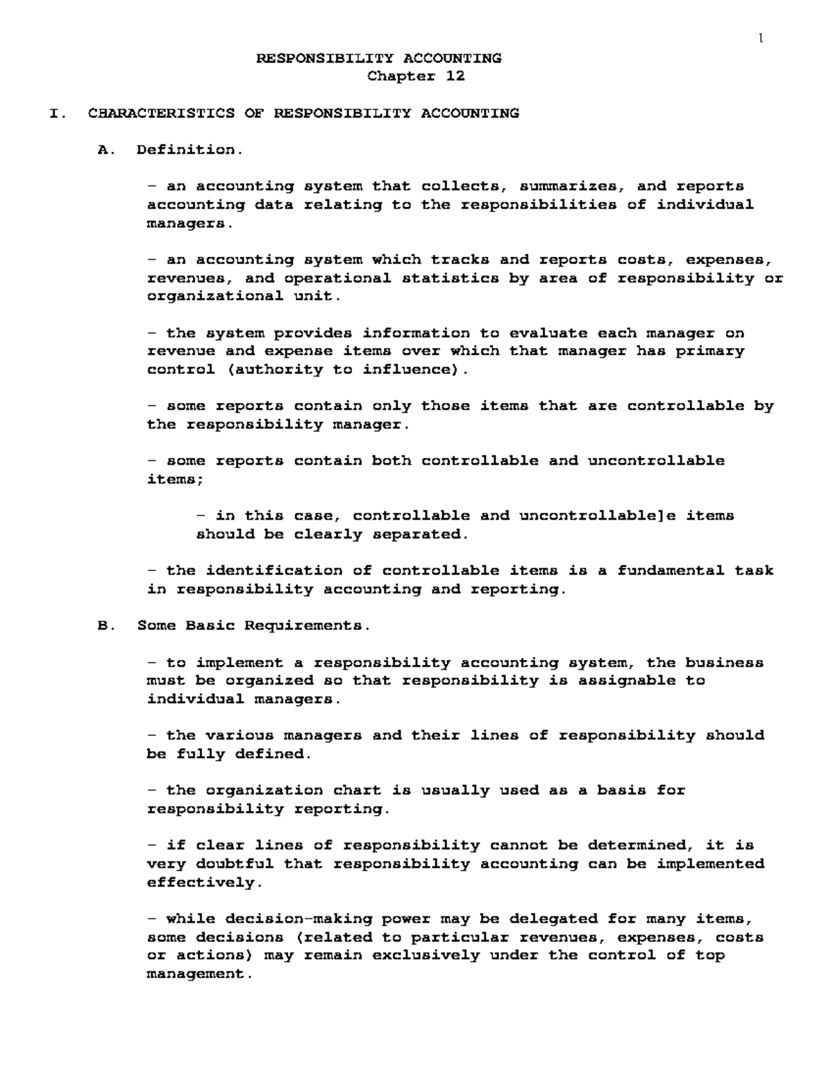 Responsibility Acct,CHARACTERISTICS OF RESPONSIBILITY ACCOUNTING,Definition. - RESPONSIBILITY ...