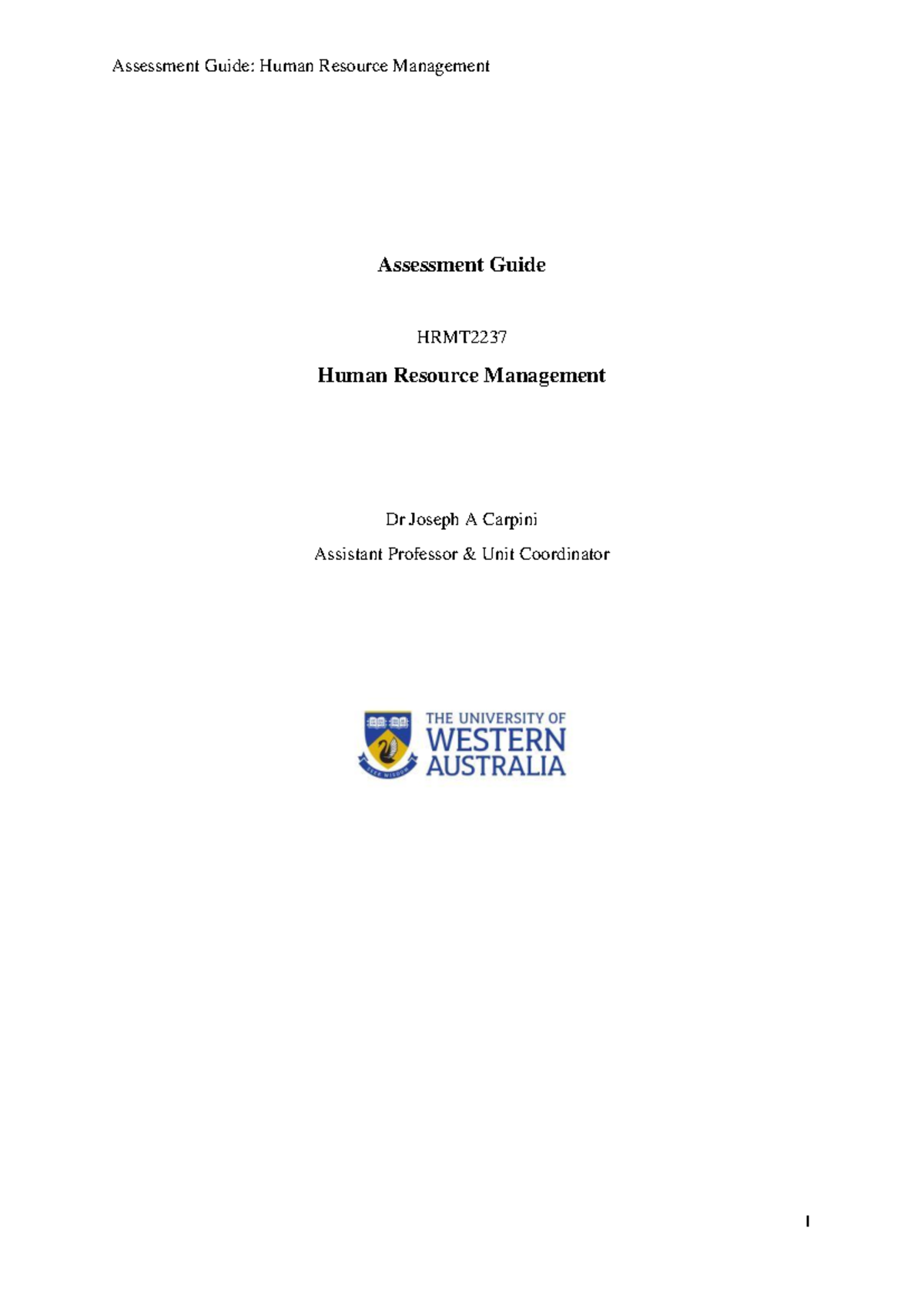 Assessment Guide JC 2024 - Assessment Guide HRMT 2237 Human Resource ...