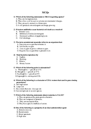 Micro mcq - Molecular Biology Of The Cell - Studocu