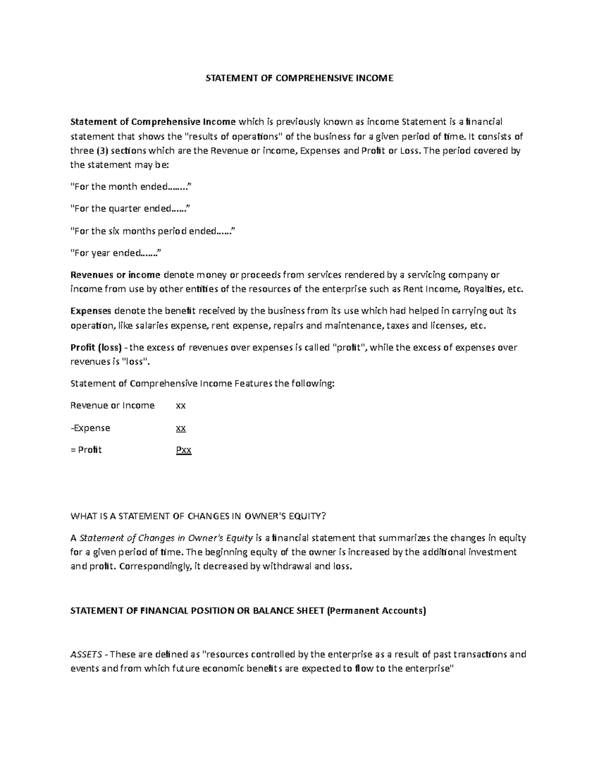 Statement OF Comprehensive Income STATEMENT OF COMPREHENSIVE INCOME statement-of-comprehensive-income-statement-of-comprehensive-income