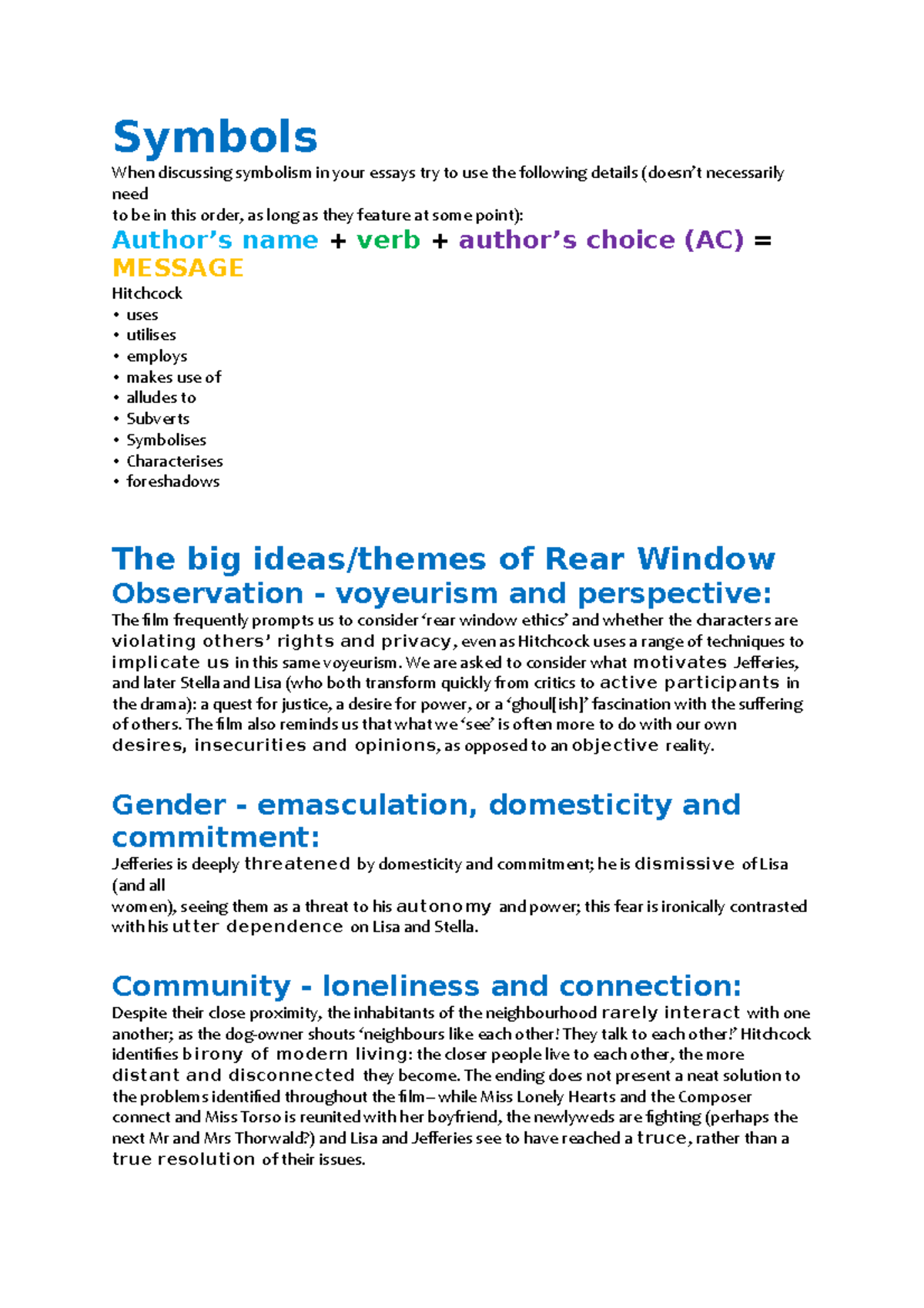 Themessymbolssentence - Symbols When discussing symbolism in your ...