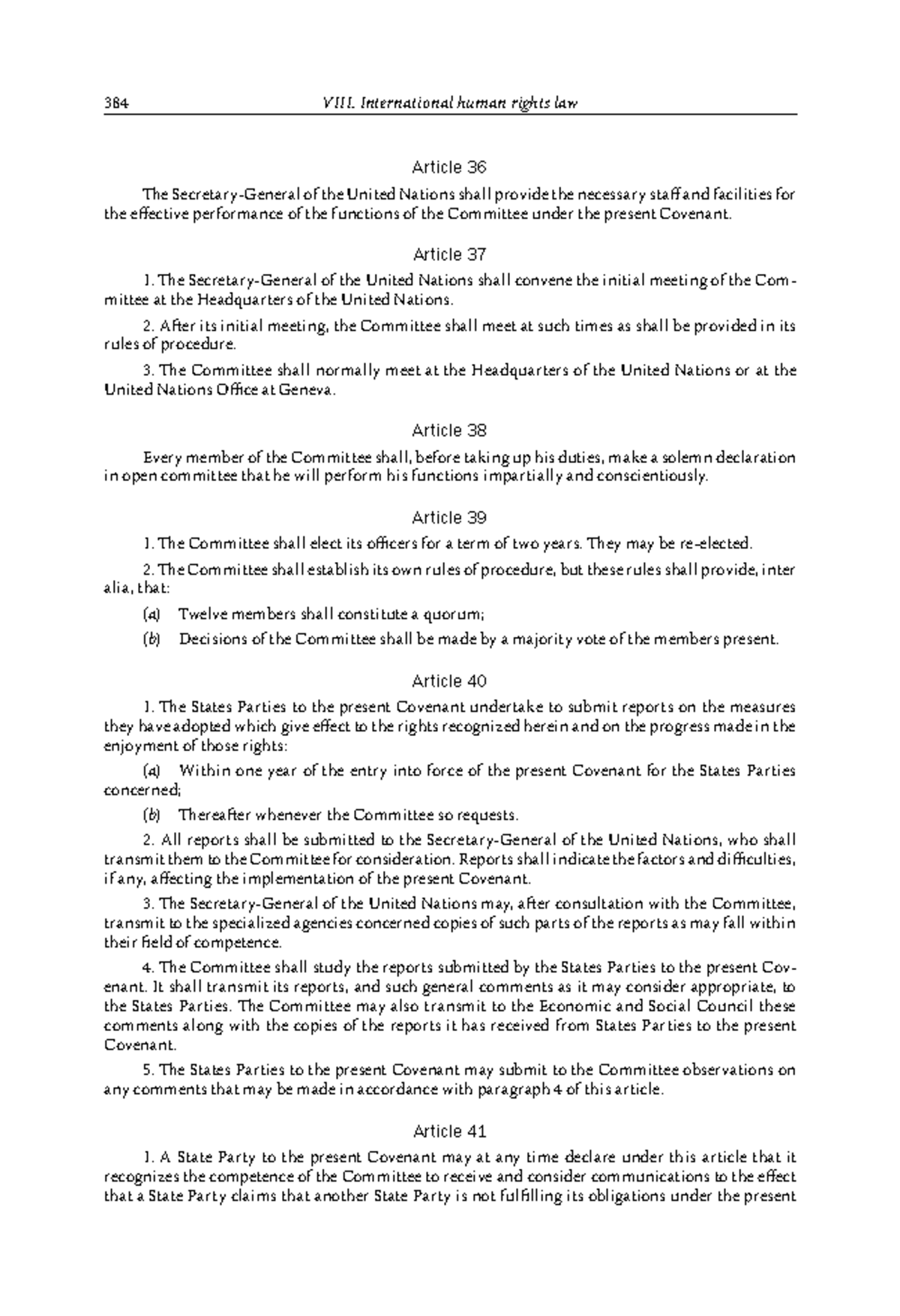 Book 1-134 - n/a - 384 VIII. International human rights law article 36 ...