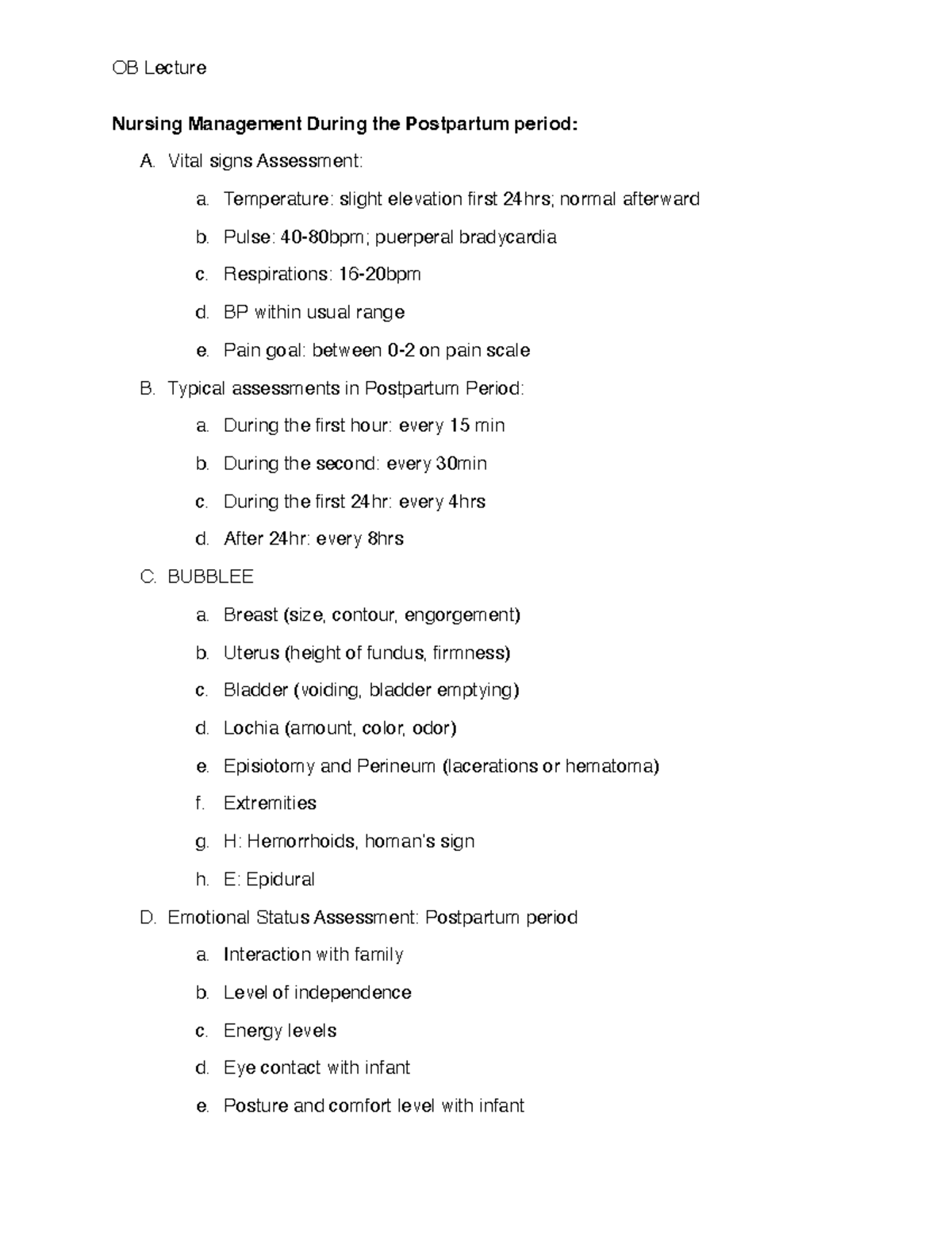 NSG222 OB Lecture - Nursing Management During the Postpartum period: A ...