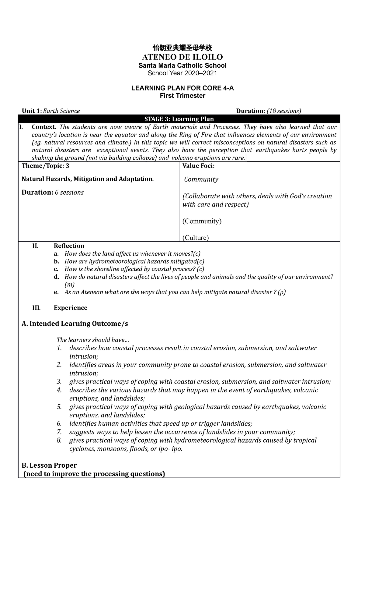Natural Hazards, Mitigation and Adaptation - 怡朗亚典耀圣母学校 ATENEO DE ILOILO ...