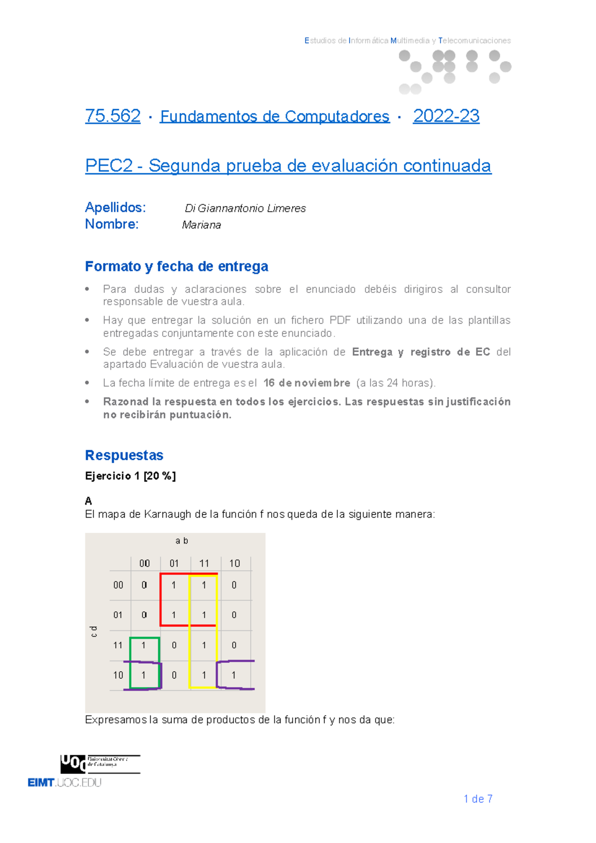 75 - fundamentos de compuadores pec2 corregida - 75 · Fundamentos de Computadores · 2022- PEC2 ...