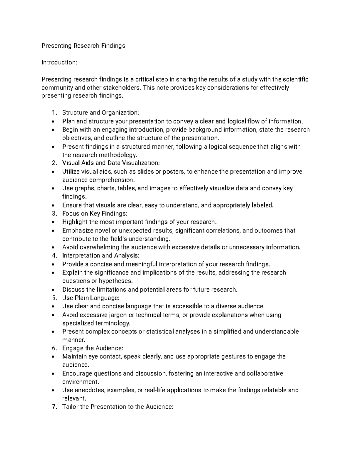 Presenting Research Findings - Presenting Research Findings ...