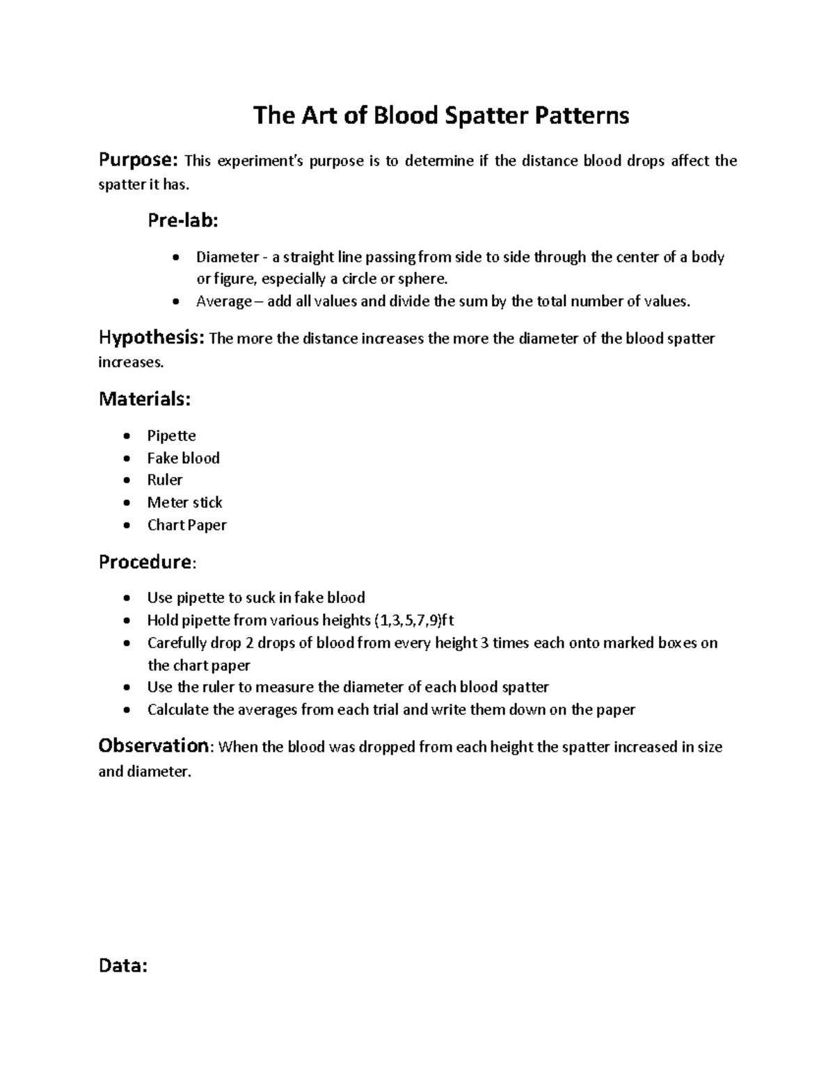 The Art of Blood Spatter Patterns - The Art of Blood Spatter Patterns ...