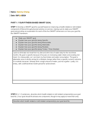 Health, Fitness, and Wellness Touchstone 3 Final - Name: Date: PART 1 ...