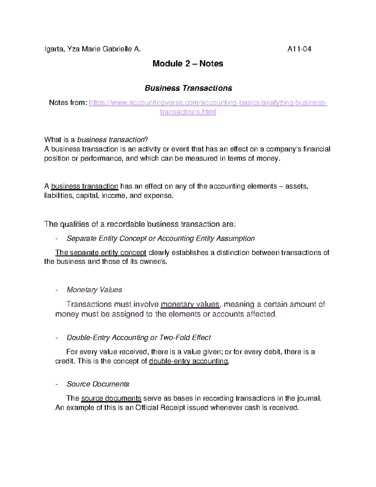 Accounting Module 2 - acc - Igarta, Yza Marie Gabrielle A. A11- 04 ...