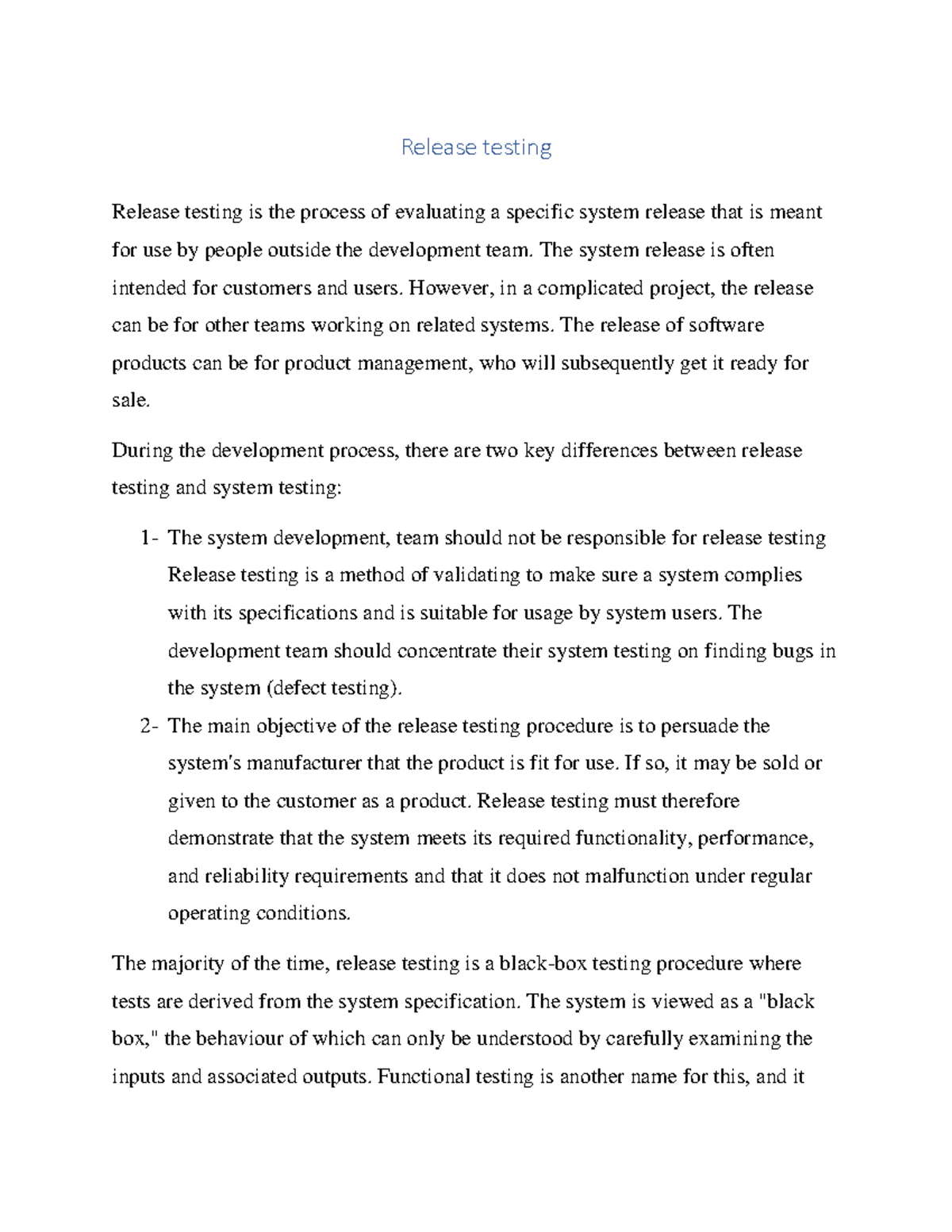 Release testing - Release testing Release testing is the process of ...