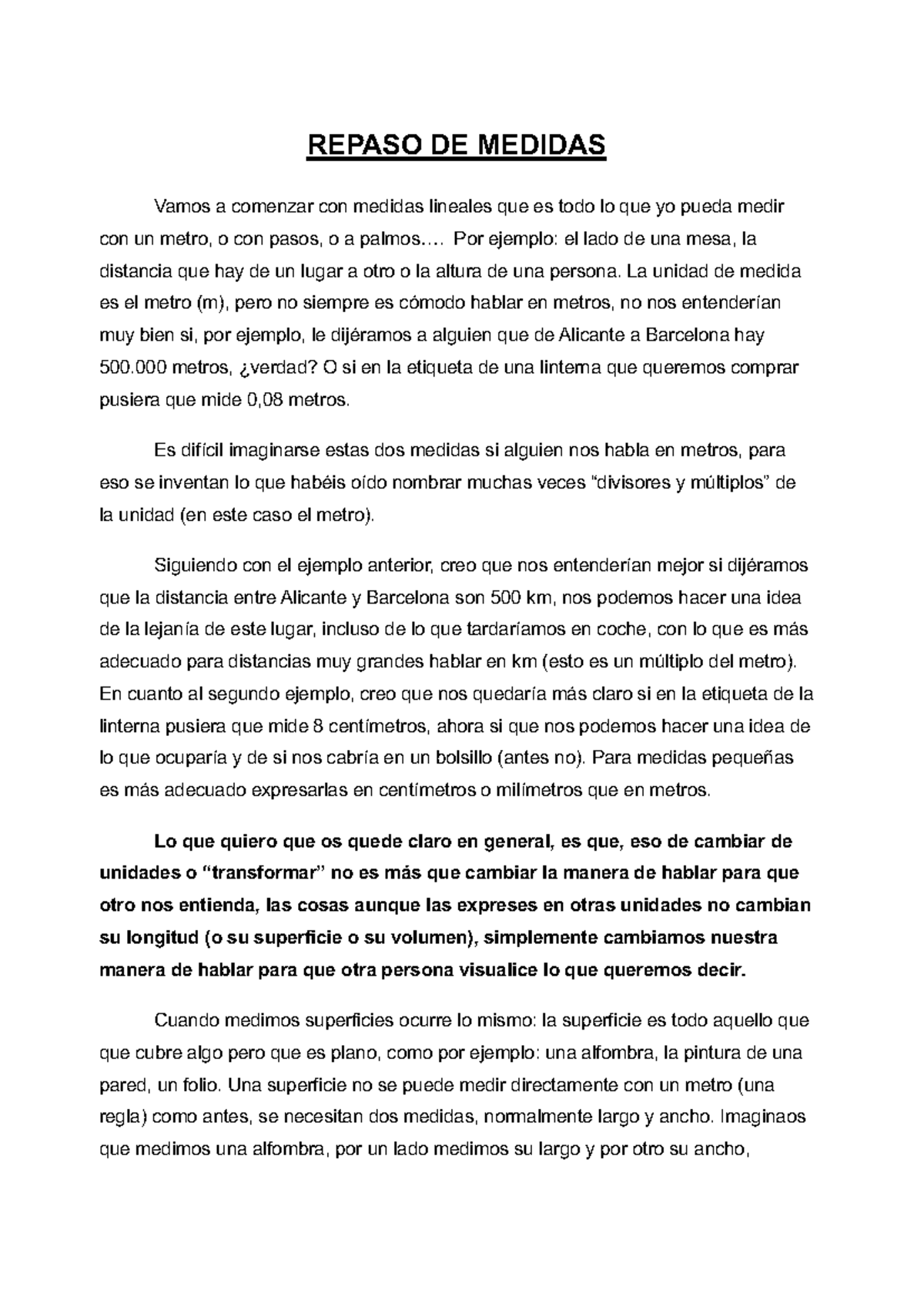 Repaso DE Medidas - REPASO DE MEDIDAS Vamos a comenzar con medidas ...