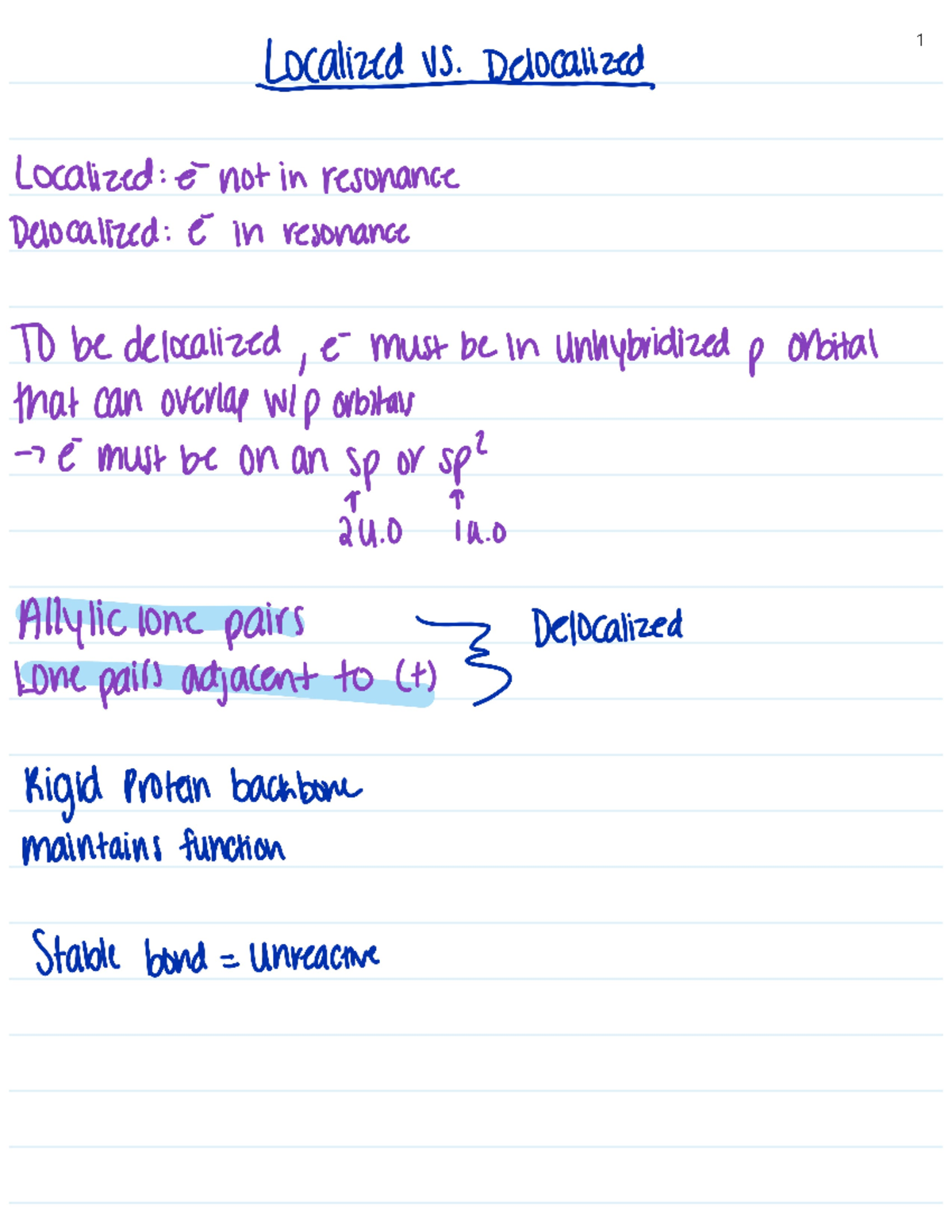 Localized vs delocalized - CHM 201 - Studocu