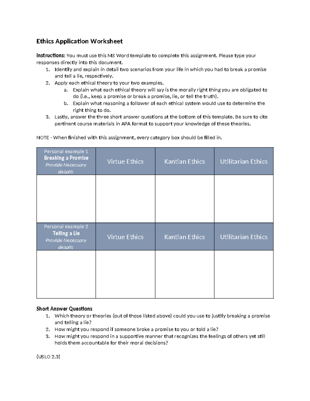 Ethics Application Worksheet Template[ 36] (11) - Ethics Application ...