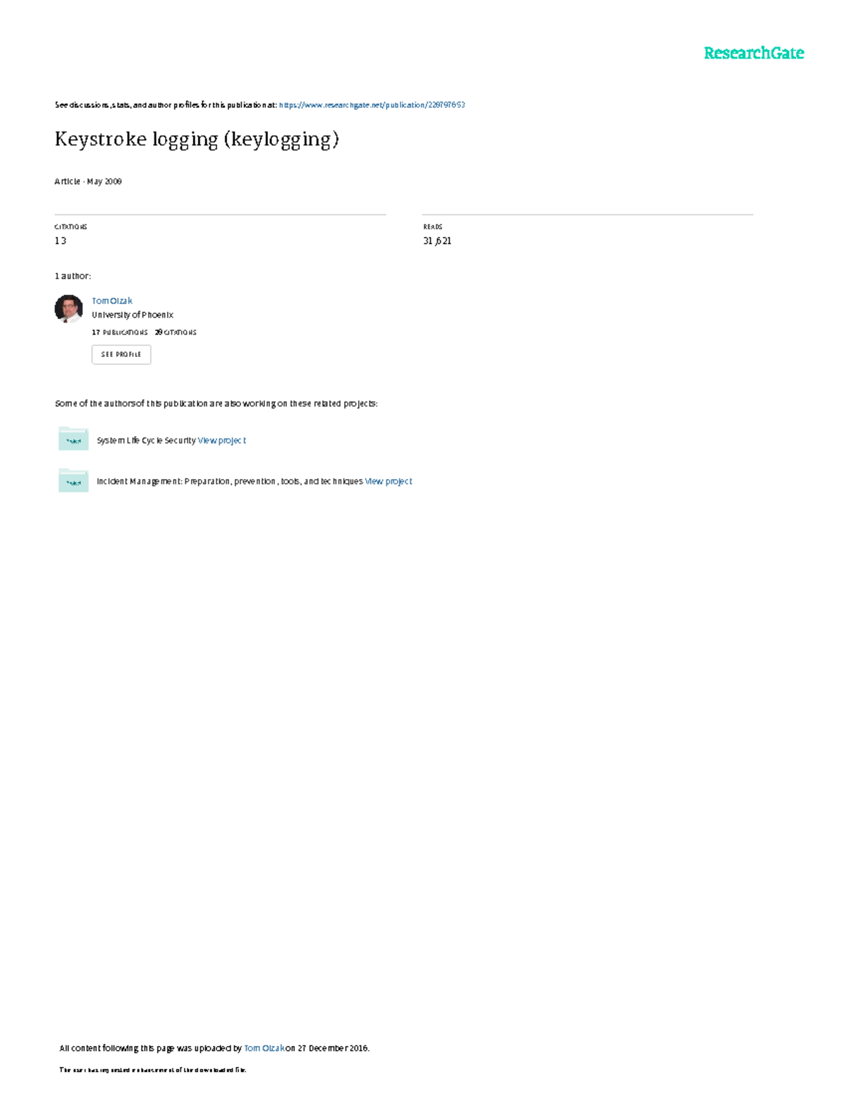 Keystroke Logging Keylogging See Discussions Stats And Author