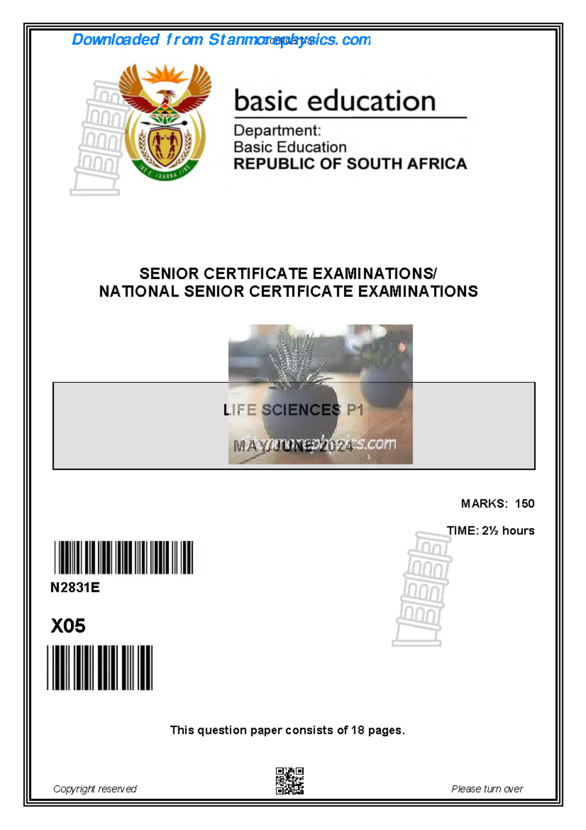 NSC Life Sciences Grade 12 May June 2024 P1 and Memo - Confidential ...