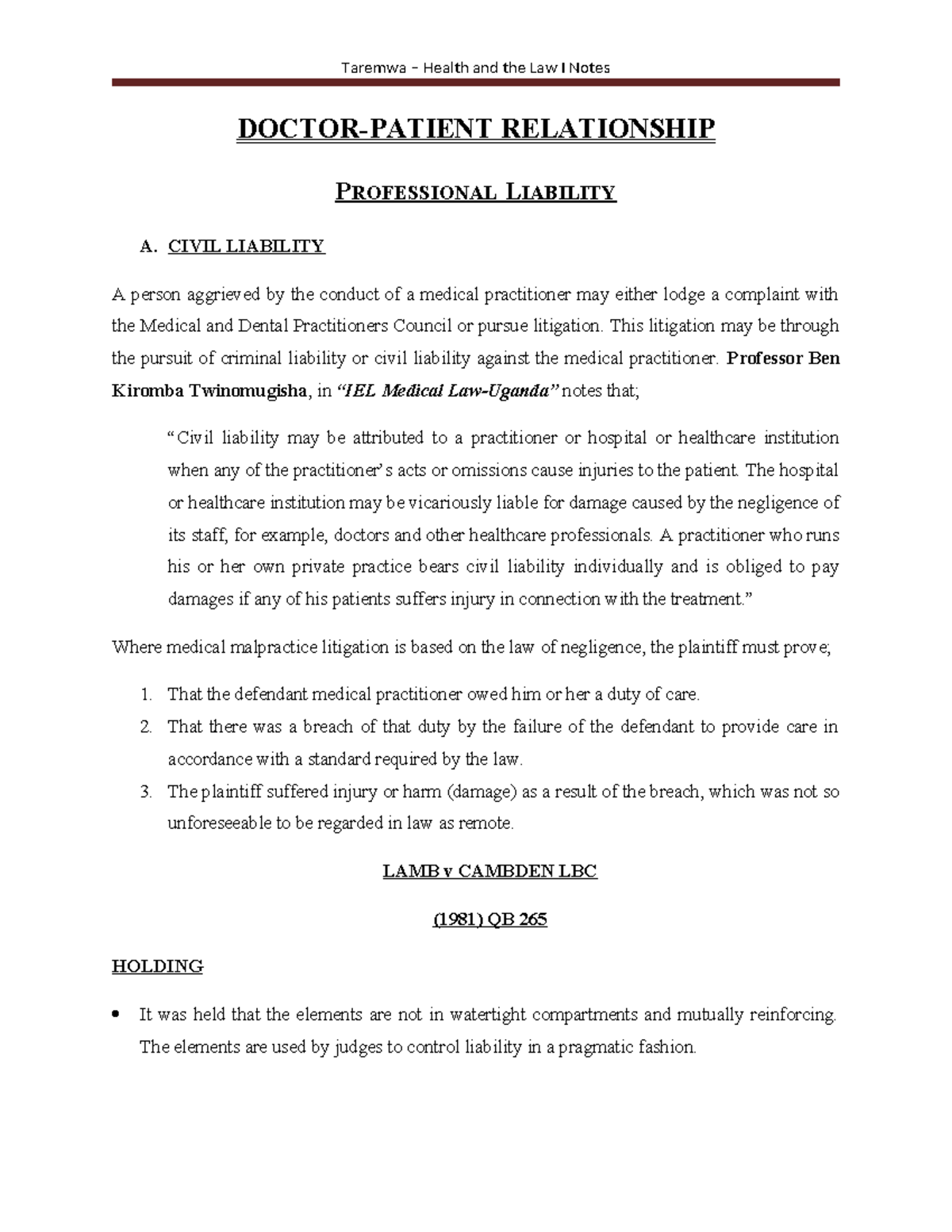D - Doctor-Patient Relationship - DOCTOR-PATIENT RELATIONSHIP ...