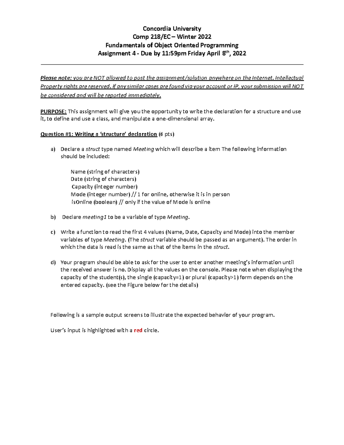 2022 comp218 Assignment 4 Instructions - Concordia University Comp 218 ...