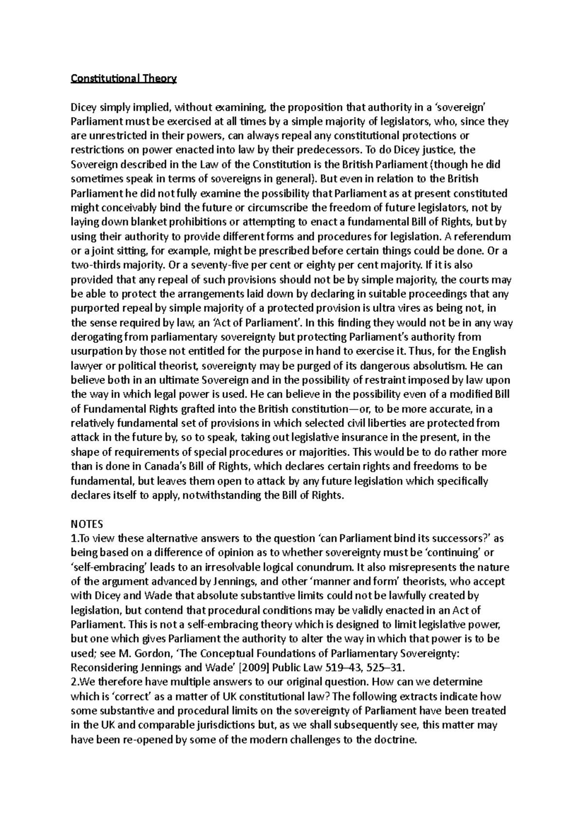 Constitutional Theory - Constitutional Theory Dicey simply implied ...