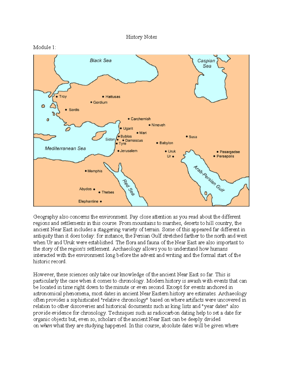 History Notes - Module 1: Ancient Near East - History Notes Module 1 ...