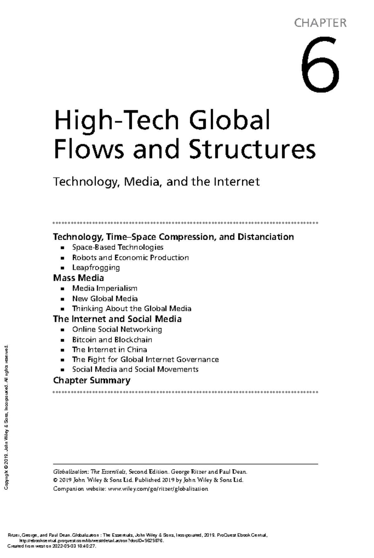 Globalization The Essentials - (Chapter 6 High-Tech Global Flows and ...