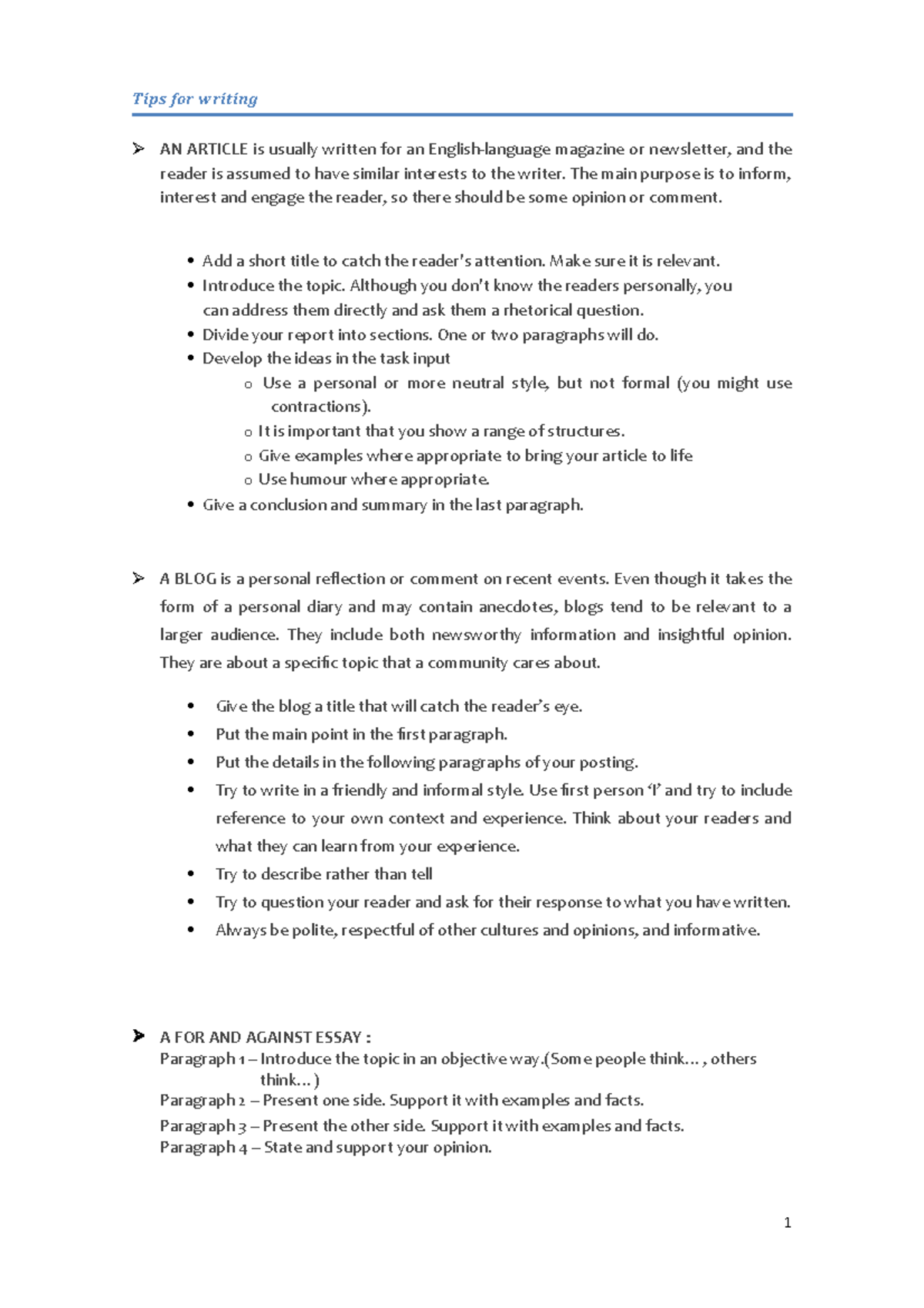 Tips For Writing Tips For Writing AN ARTICLE Is Usually Written For