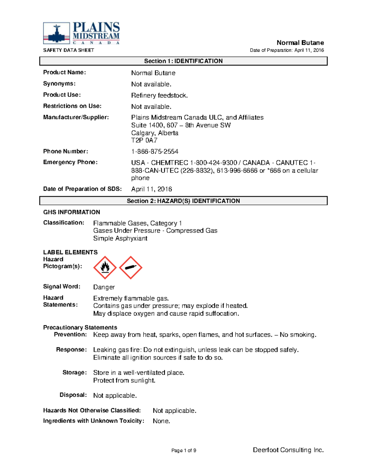 Normal Butane - Plains Midstream Canada ULC, and Affiliates - SAFETY ...