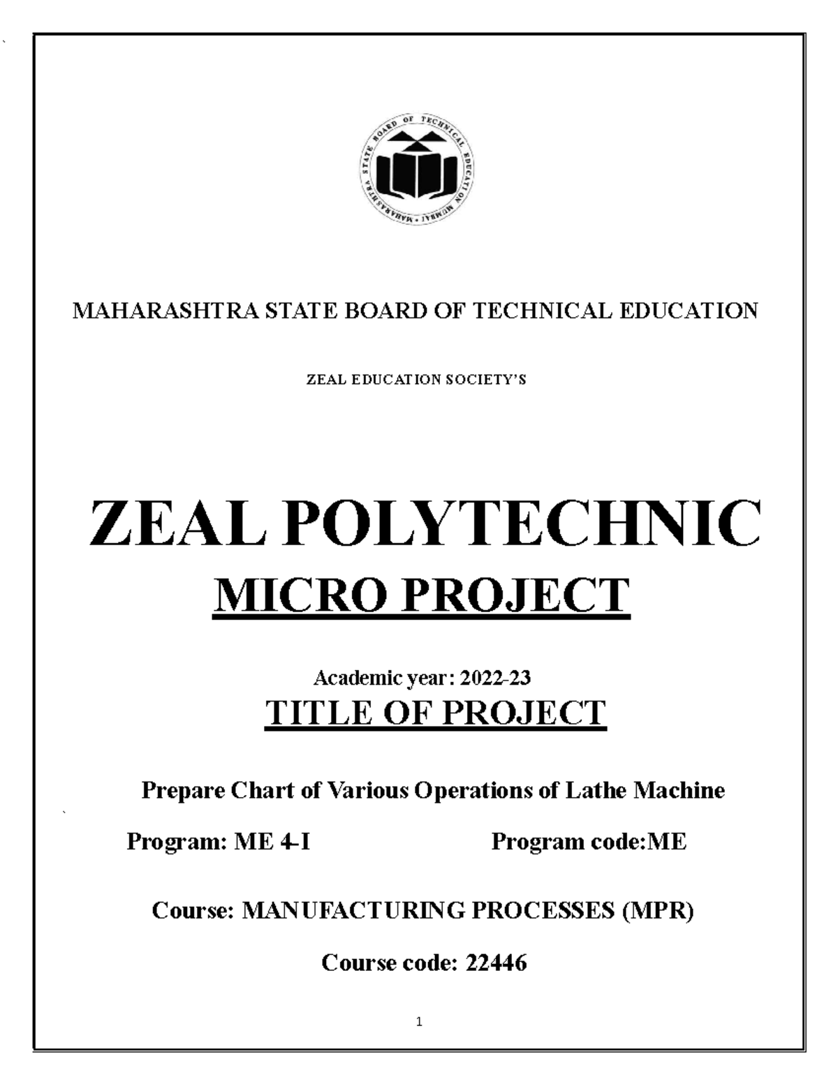 MPR Microproject - usefull for engineer's - MAHARASHTRA STATE BOARD OF ...