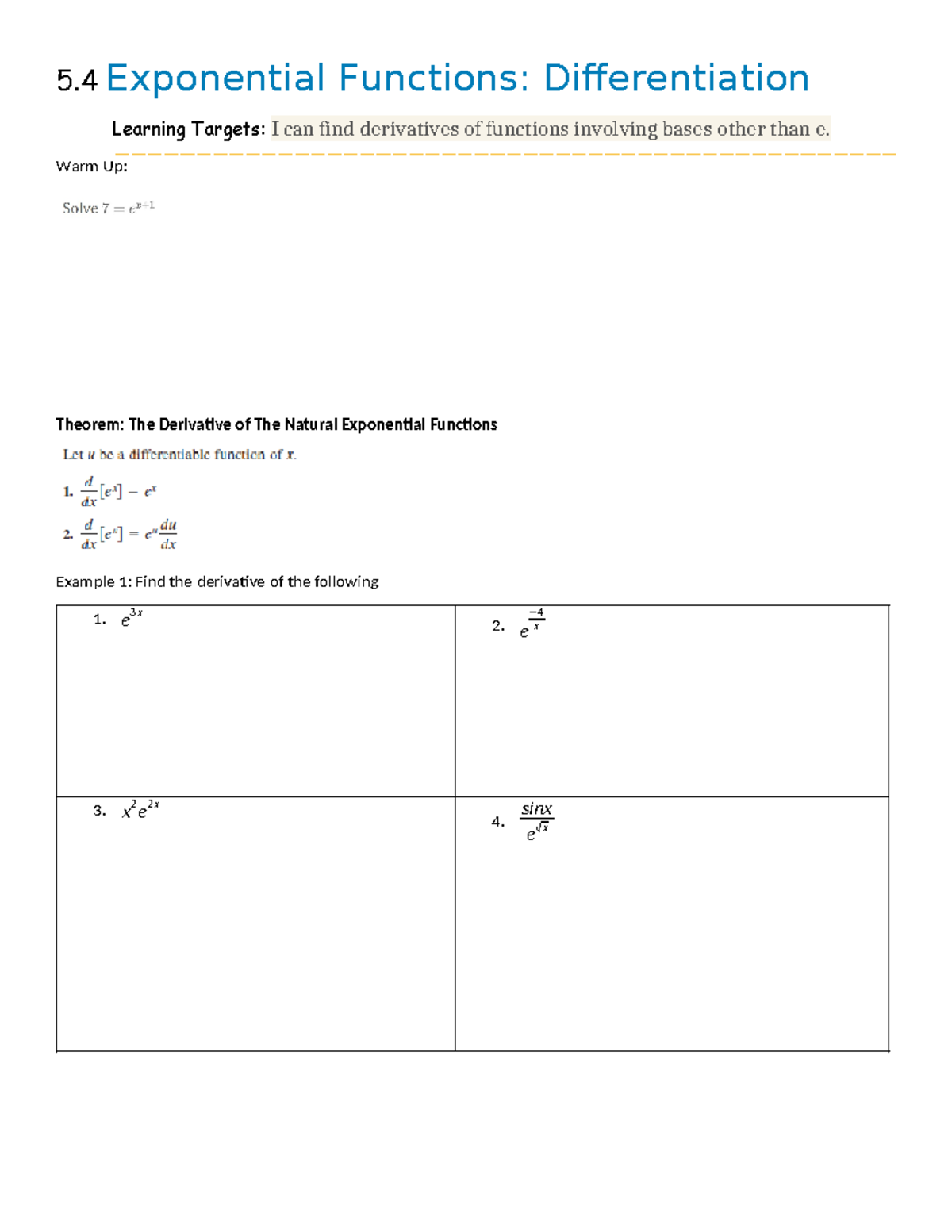 5.4 Derivatives of Exp Func - 5 Exponential Functions: Differentiation ...