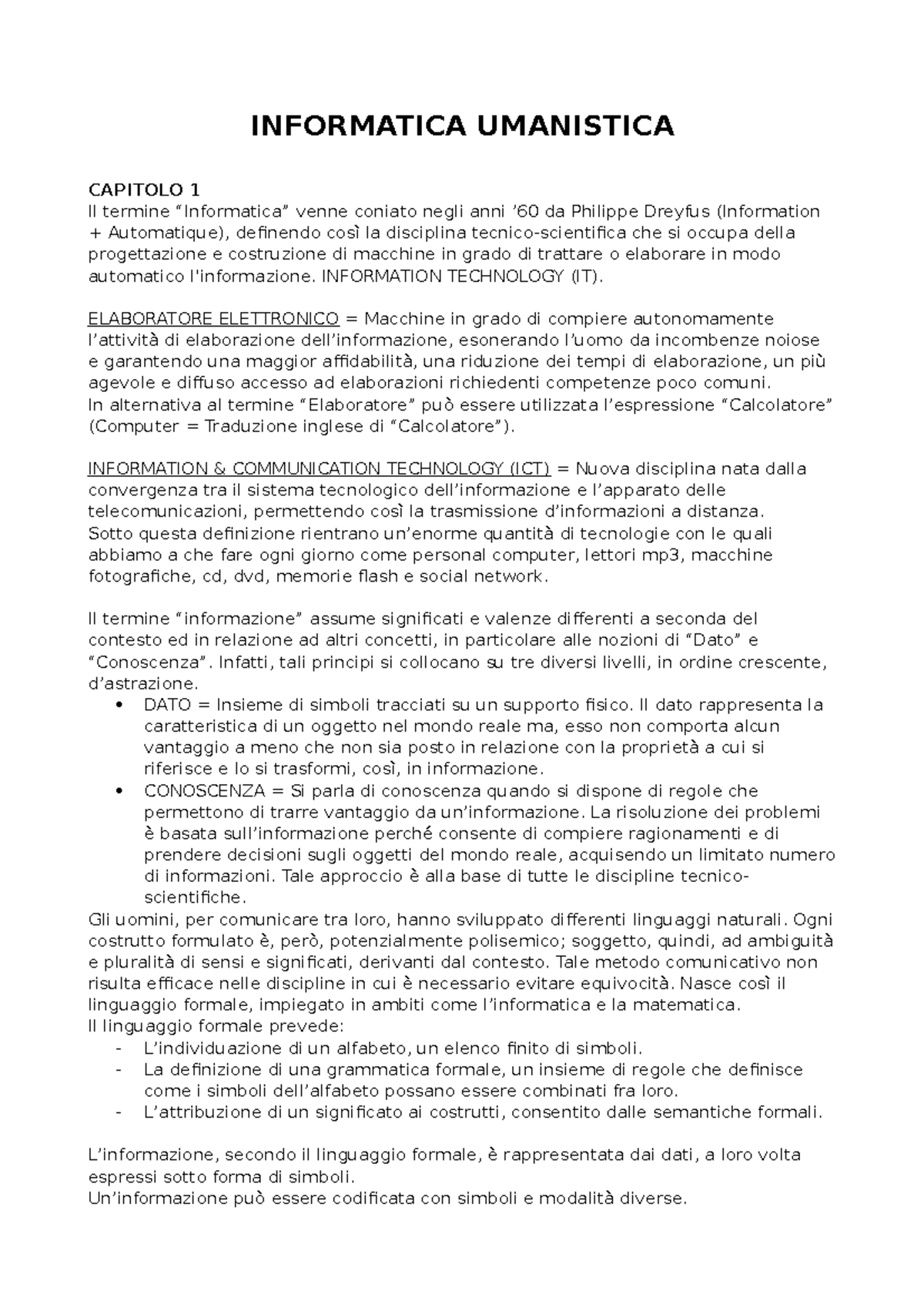 Riassunto di lazzari informatica umanistica - INFORMATICA UMANISTICA ...