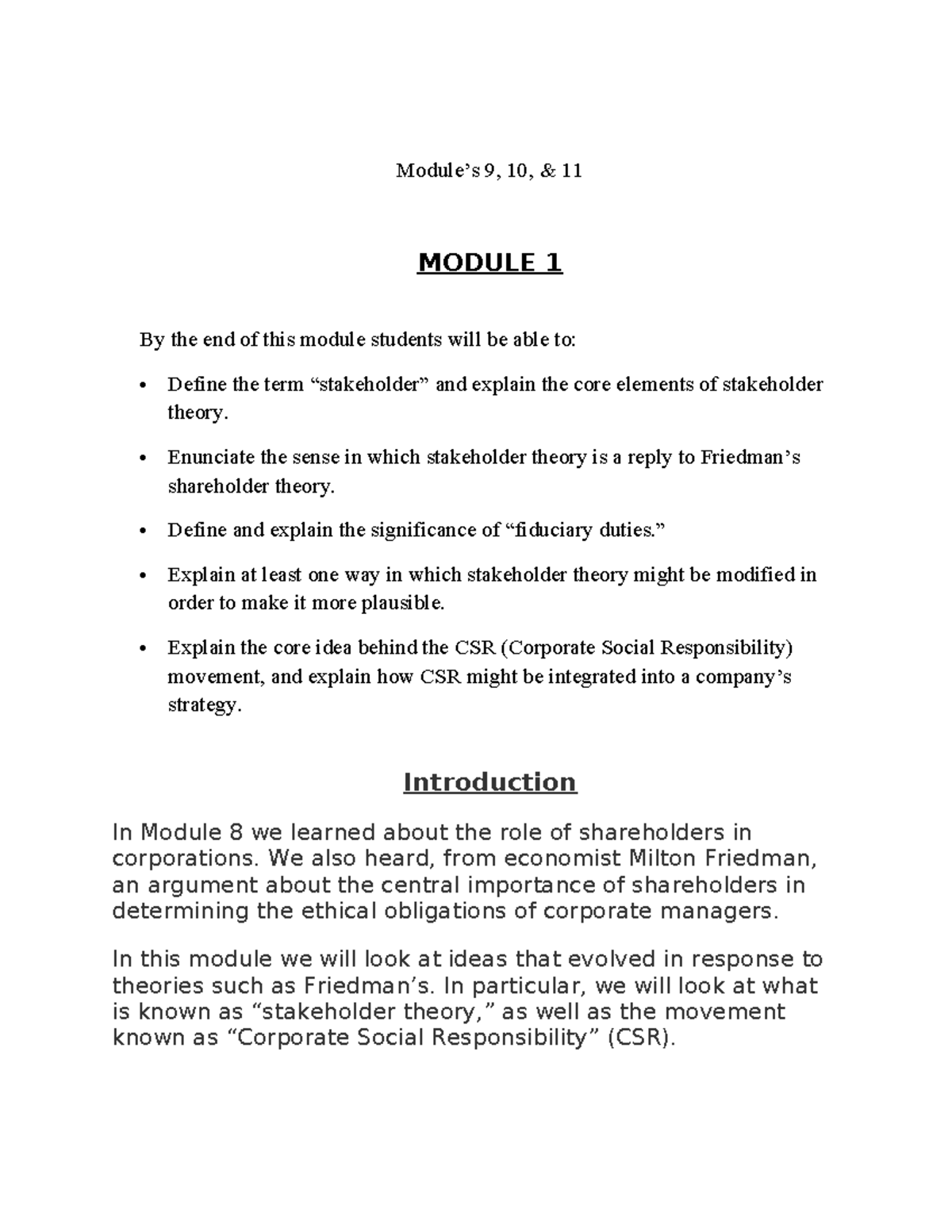 Modules 9 - 11 Text - xxxxx - Module’s 9, 10, & 11 MODULE 1 By the end ...