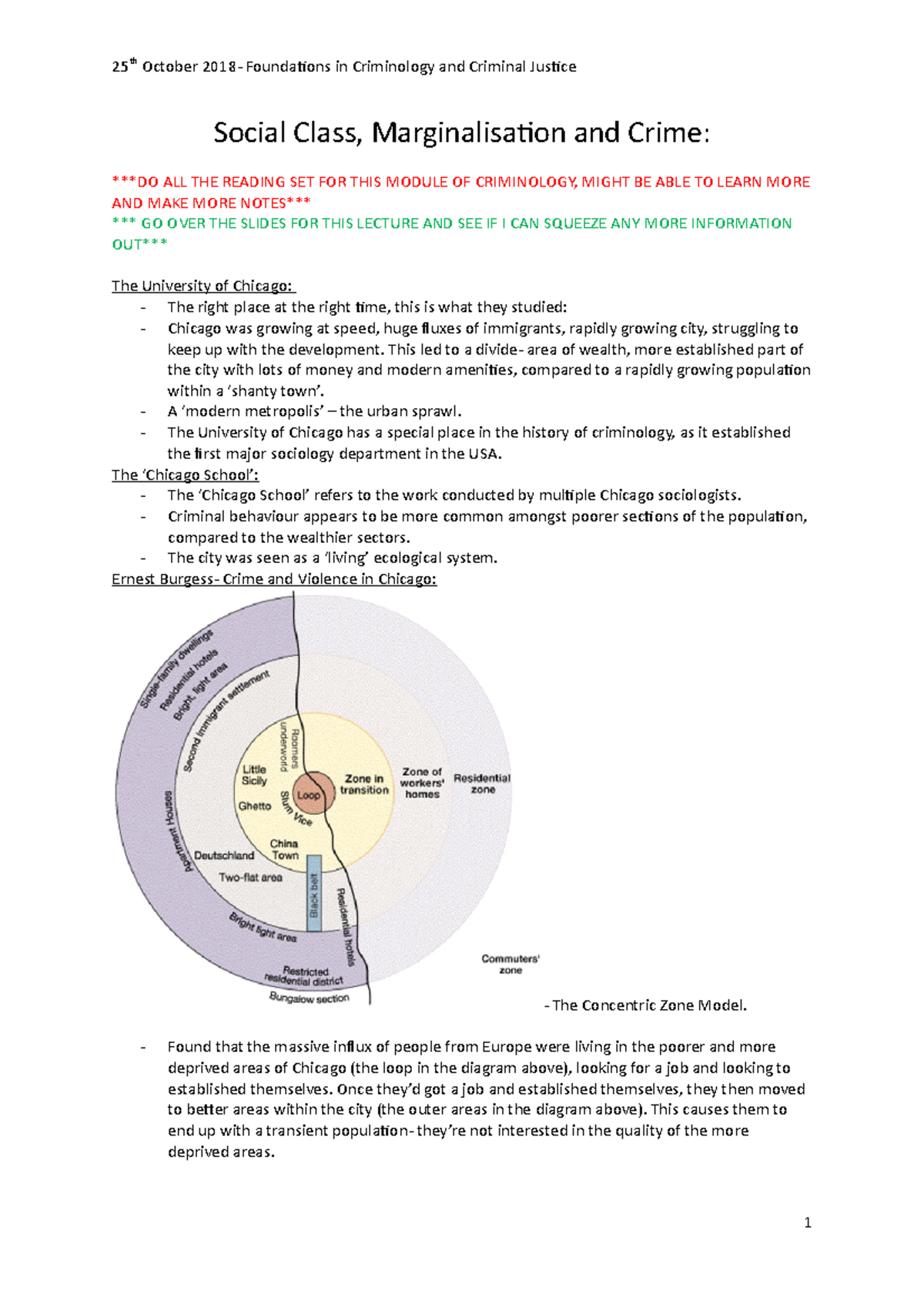 Social Class, Marginalisation and Crime - 25 th October 2018 ...