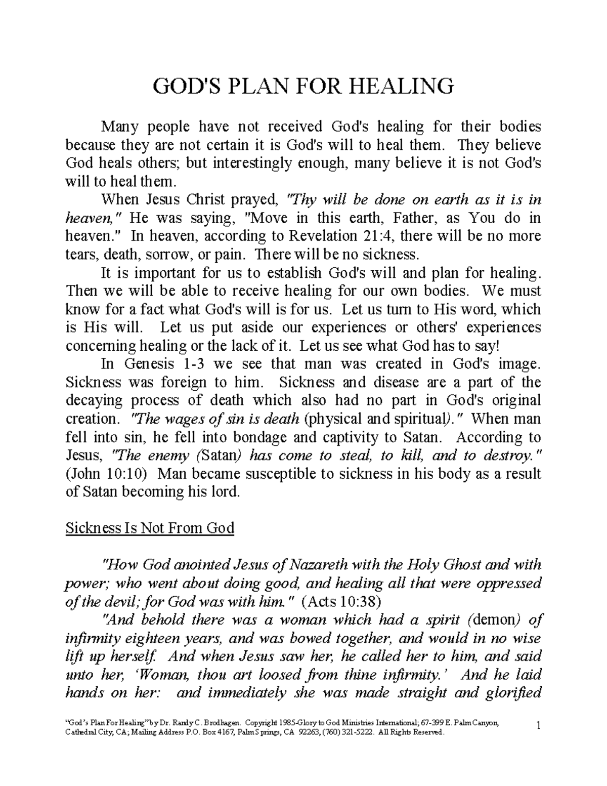 Gods Plan for Healing - “God’s Plan For Healing” by Dr. Randy C ...