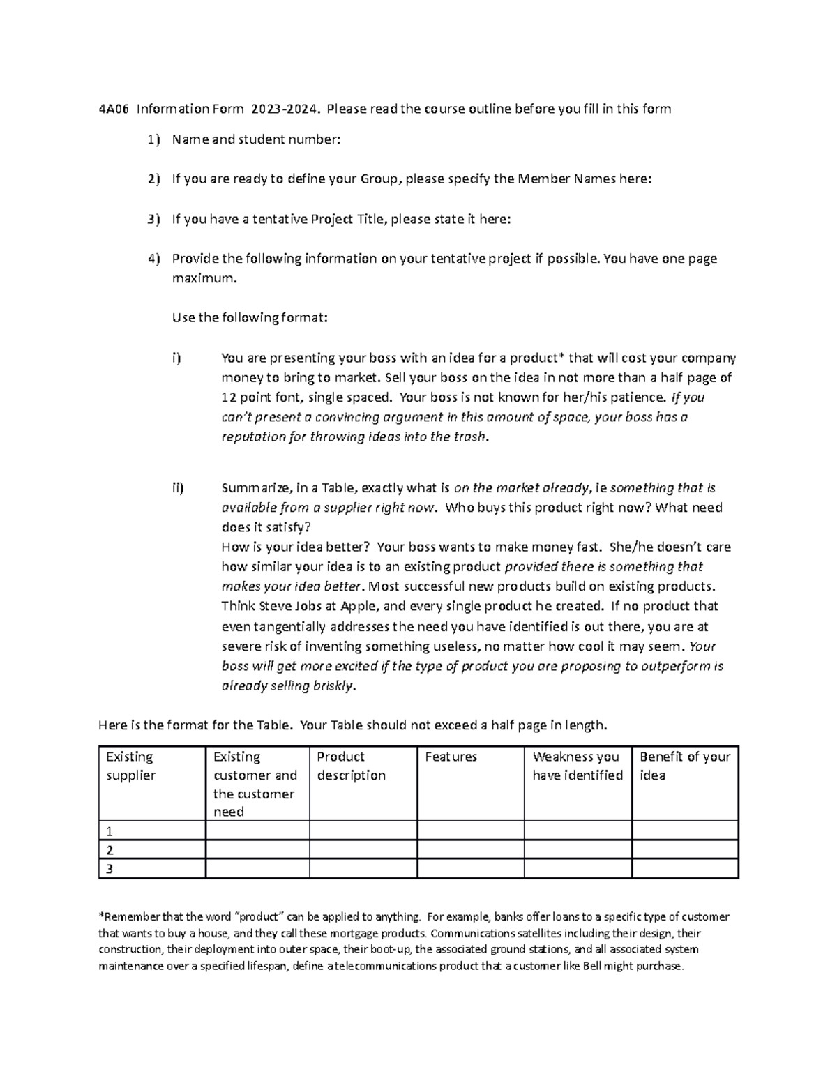 4A06 Information Form 2023-2024 - Please read the course outline before ...
