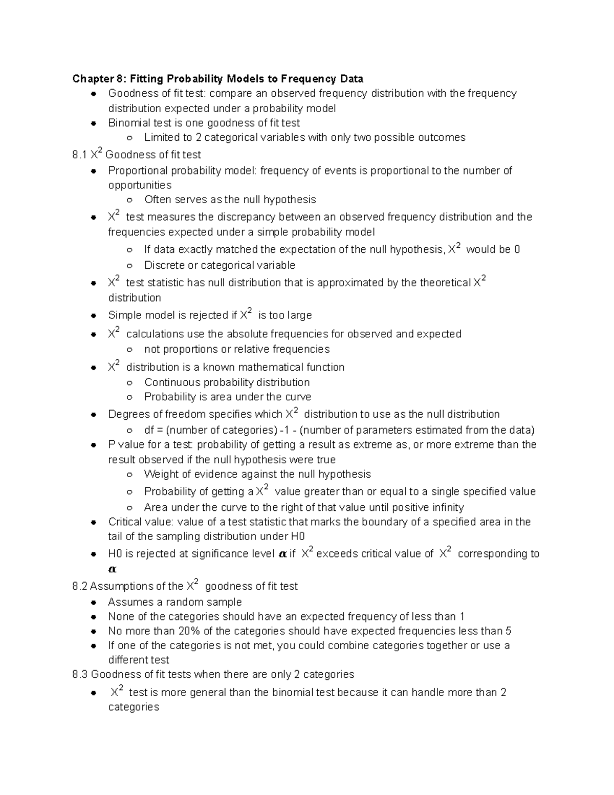 Ch 8 Fitting Probability Models to Frequency Data - Studocu