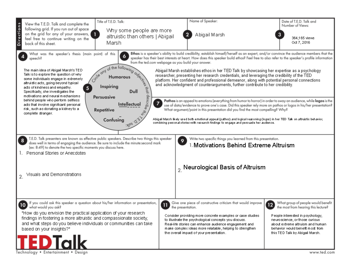 Copy of 9 27 TED-Talk Notes (Can Edit) - Why some people are more ...