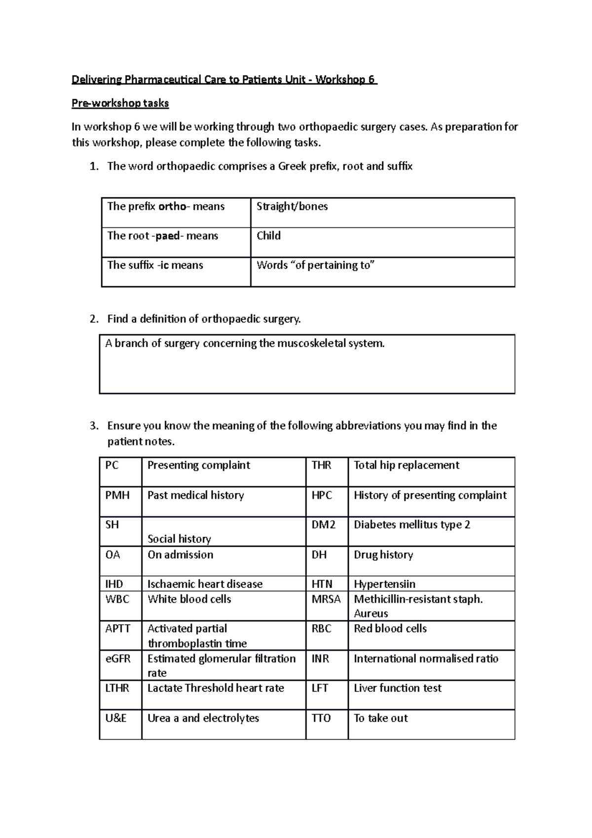 Pre-workshop tasks - Pre workshop activity - Delivering Pharmaceutical ...