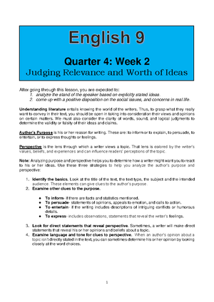 Q4 WEEK 1 Science 9 - Science 9 Quarter 4–Module 1: The Horizontal and ...