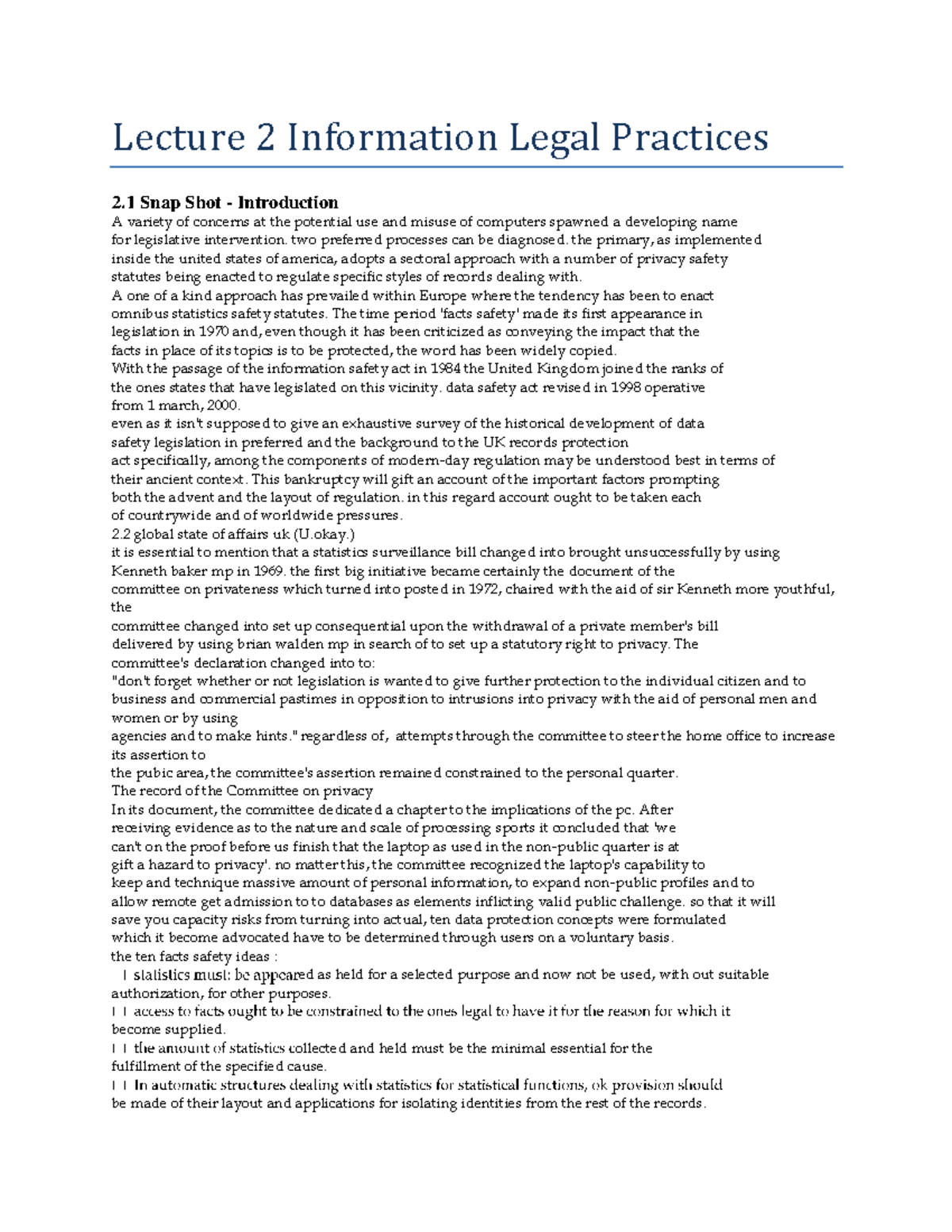 Lecture 2 Information Legal Practices - Lecture 2 Information Legal ...