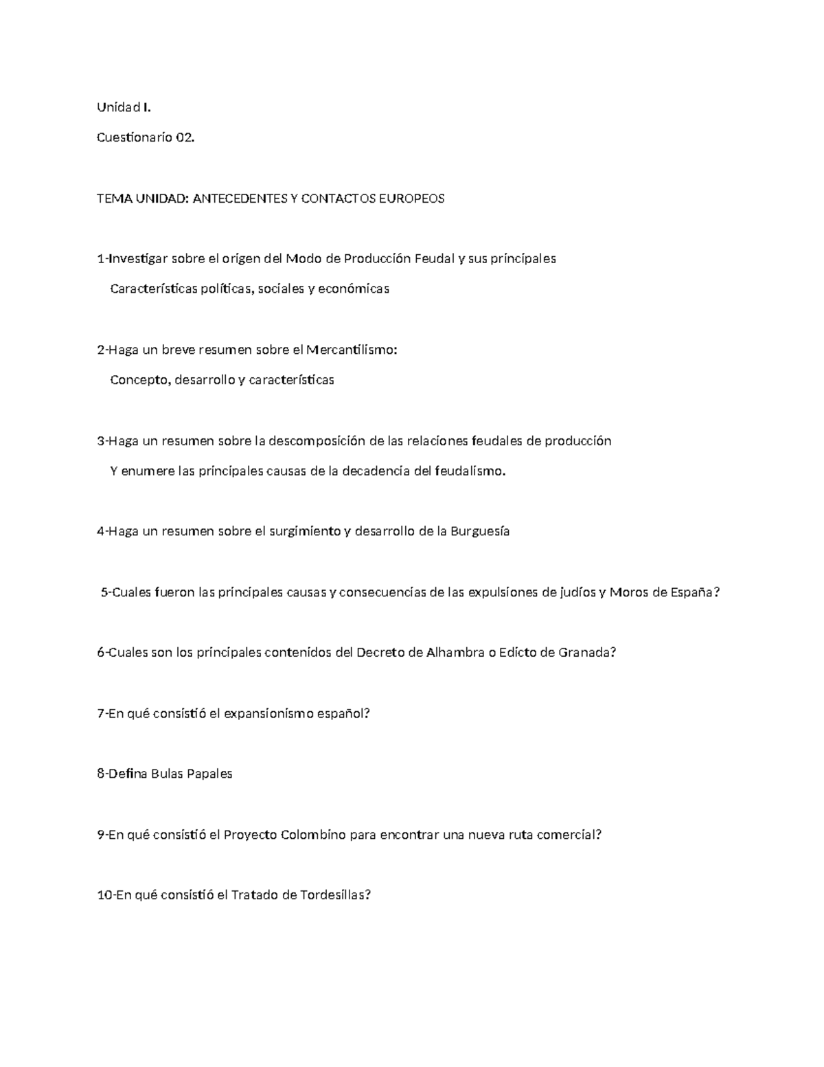 Unidad 1 cuestionario 2 - Unidad I. Cuestionario 02. TEMA UNIDAD ...