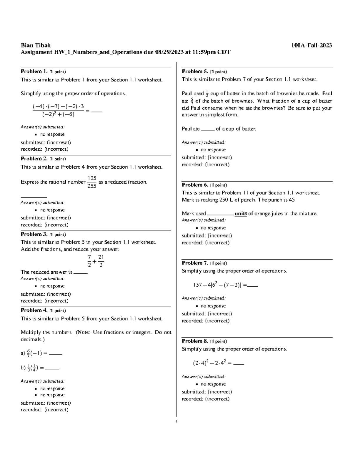 100A-Fall-2023 - It was a good notes - Bian Tibah 100A-Fall- Assignment ...