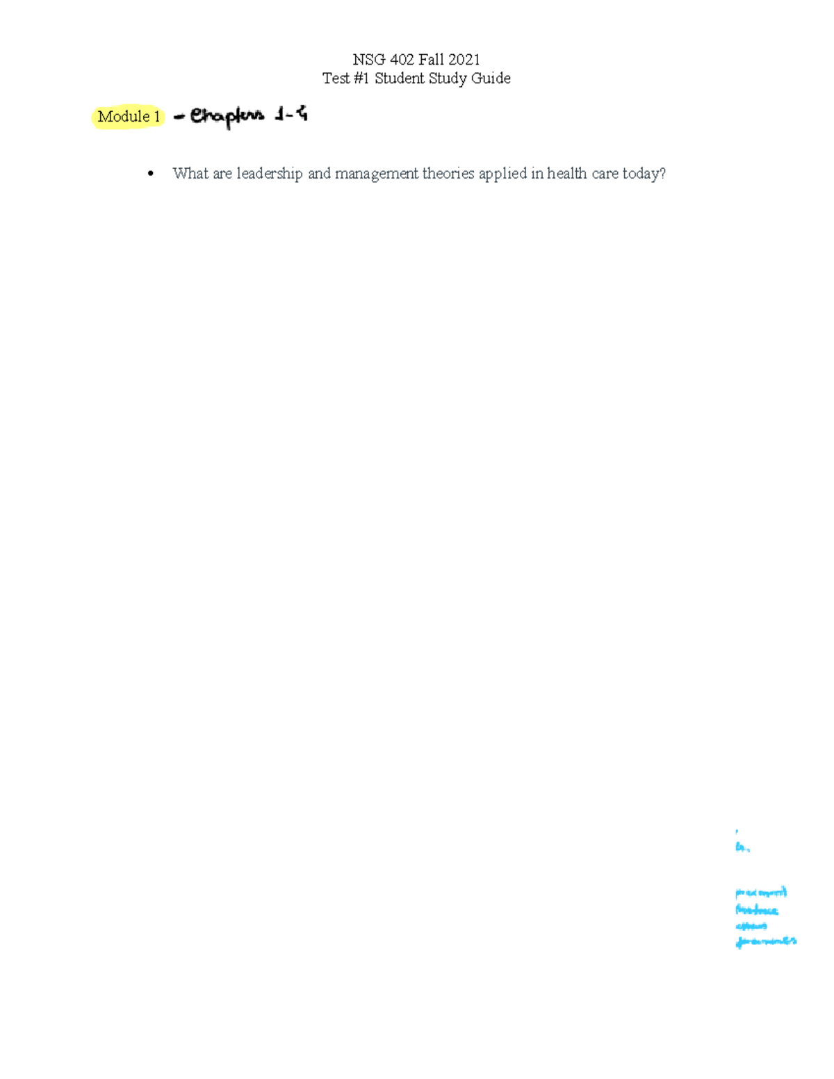 Test 1 Student Study Guide copy - Test #1 Student Study Guide Module 1 ...