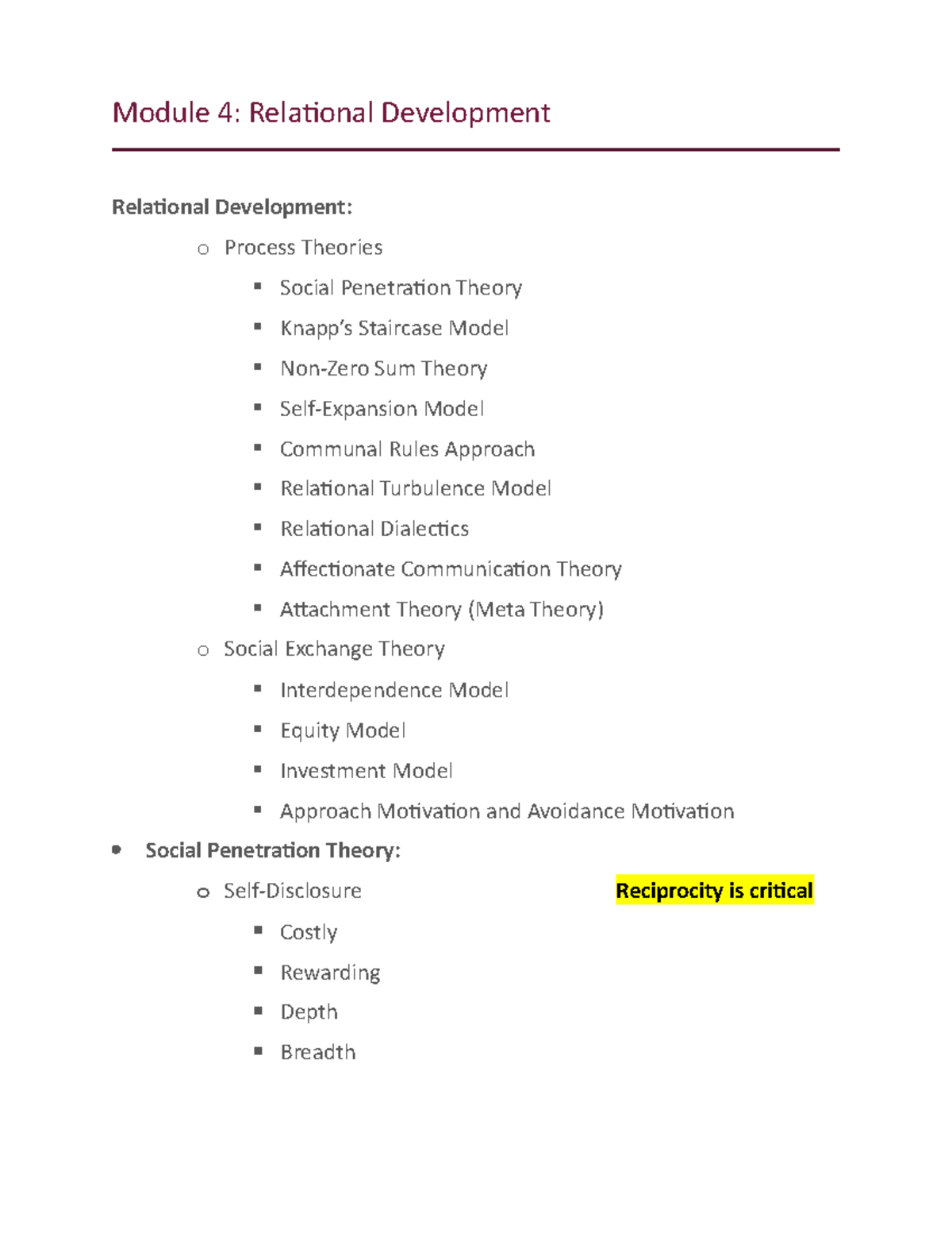 Module 4- Relational Development - Module 4: Relational Development ...